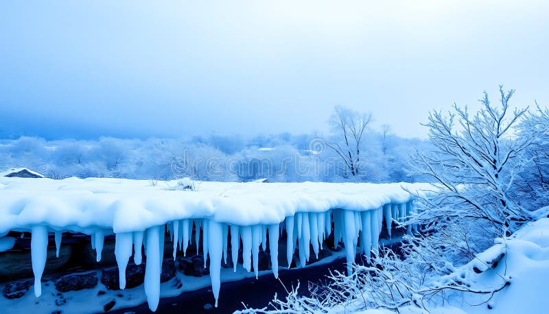 Ice Stalactites Winter Cave, Frozen Ice Formations and Icy Cavern ...