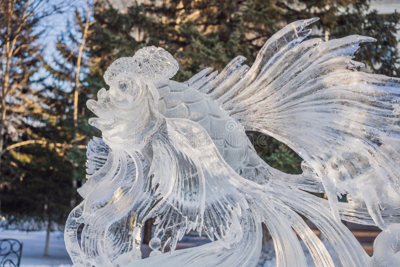 Ice Statue Made of Ice on a Frosty Winter Day Stock Photo - Image of ...