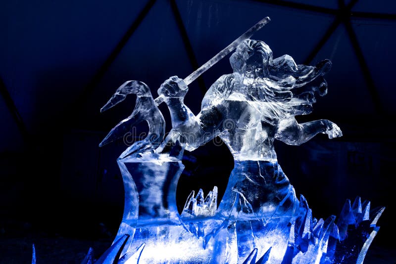 Ice statue of Poseidon stock image. Image of statue - 101555203