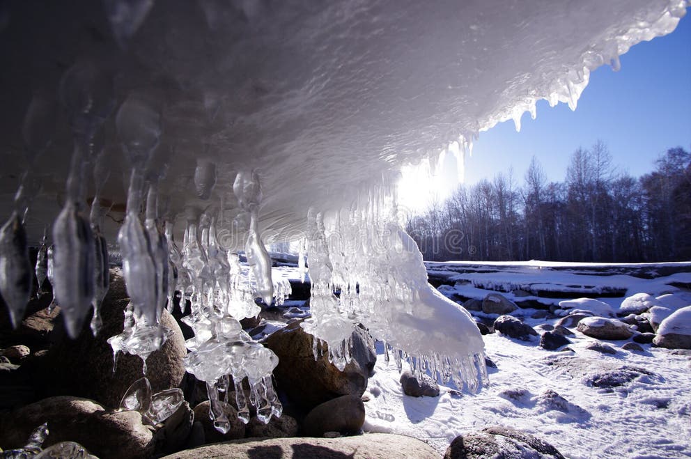 The ice on the stone stock photo. Image of freezing, coldest - 48709386