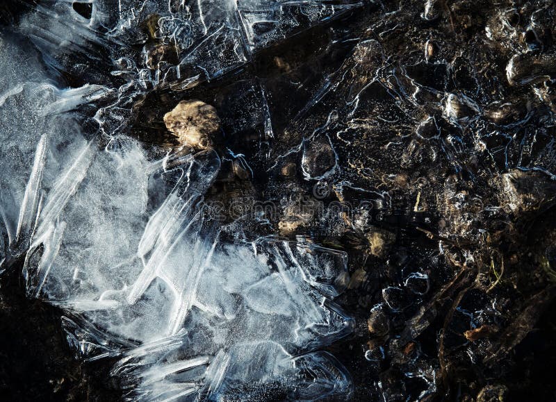 Ice on Stones in a Little Water Stock Image - Image of frost, season ...