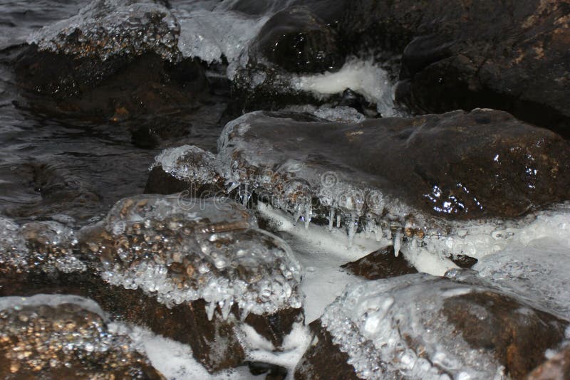 Ice stones in the river stock photo. Image of dark, nature - 175629656