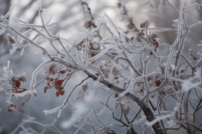 Ice Storm, with Frozen Branches and Twigs Covered in Snow Stock ...