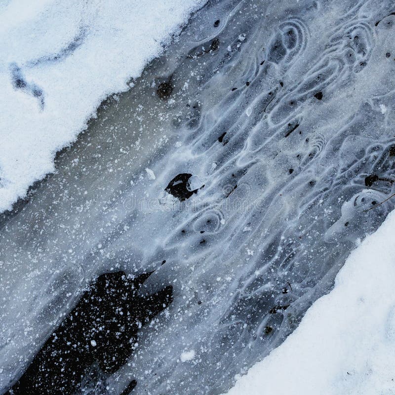 Ice on the Stream Winter Snow Patterns Stock Image - Image of snow ...