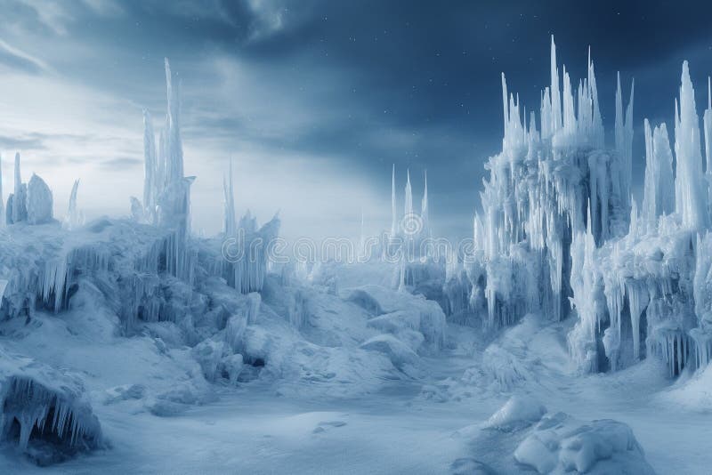 An Ice Structure with Sharp Spikes at the Top. AI Generated Stock Photo ...