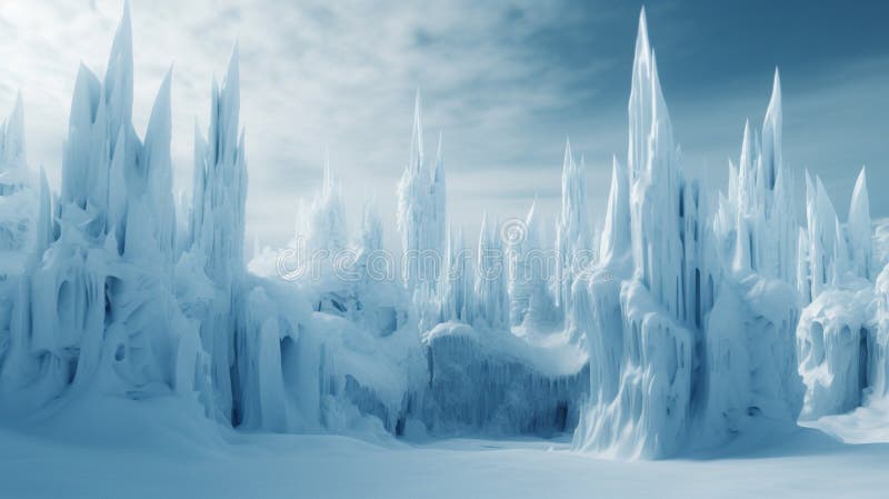 An Ice Structure with Sharp Spikes at the Top. AI Generated Stock ...