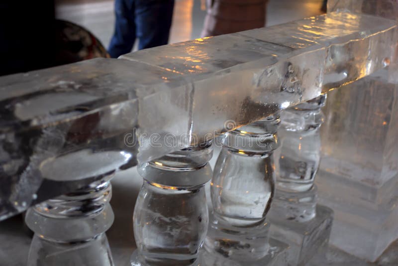 Ice Structure on a Winter Evening in the Park Stock Photo - Image of ...