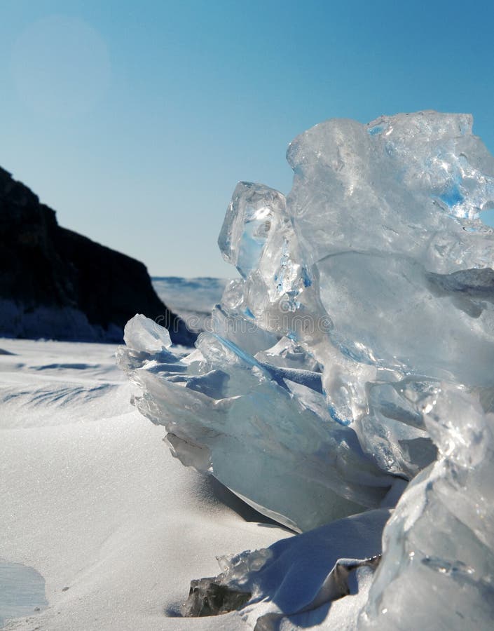 Ice on the Surface of Lake Baikal Stock Photo - Image of cracks, broken ...