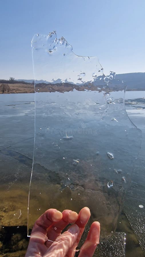 Ice on the Surface of a Lake Stock Photo - Image of ecosystems, lakes ...