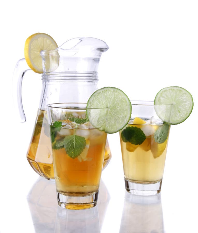 Iced tea in pitcher stock photo. Image of citrus, outdoors - 2960280