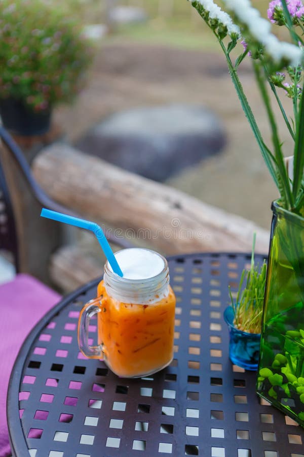 Ice Tea Latte on Table in Cafe Stock Image - Image of cappuccino ...