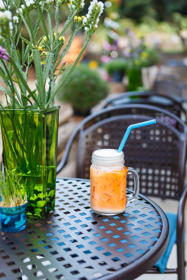 Ice Tea Latte on Table in Cafe Stock Photo - Image of morning, food ...