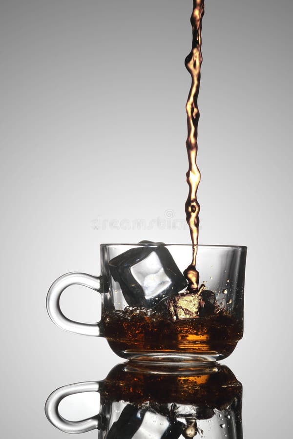 Ice Tea Poured into a Glass Tea Cup Stock Image - Image of transparent ...