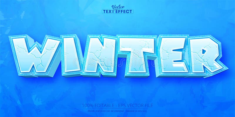 Ice Text Effect, Editable Winter Text and Cartoon Text Style Stock ...