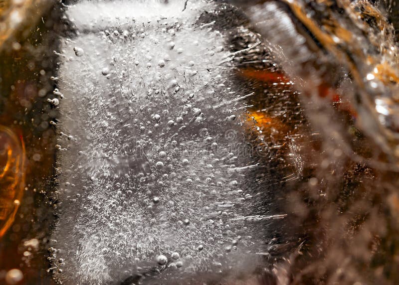 Ice Texture Details. Big Ice Cube in a Drink Stock Photo - Image of ...