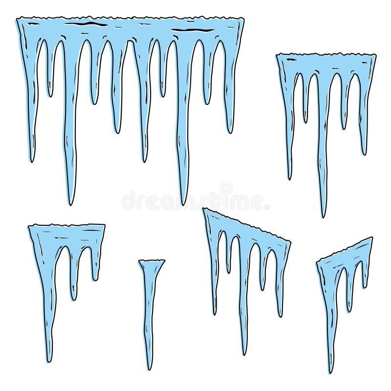 Ice Texture. Icicles Isolated on White. Seamless Icicles Line Border ...