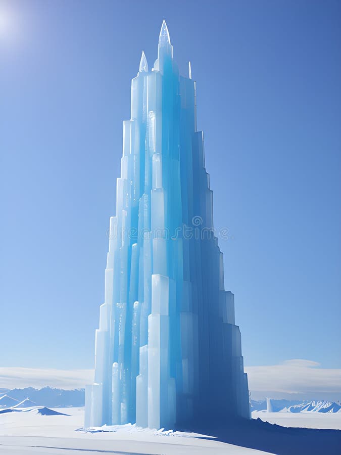 Ice Tower in the Winter Landscape, Ai Generated Stock Illustration ...