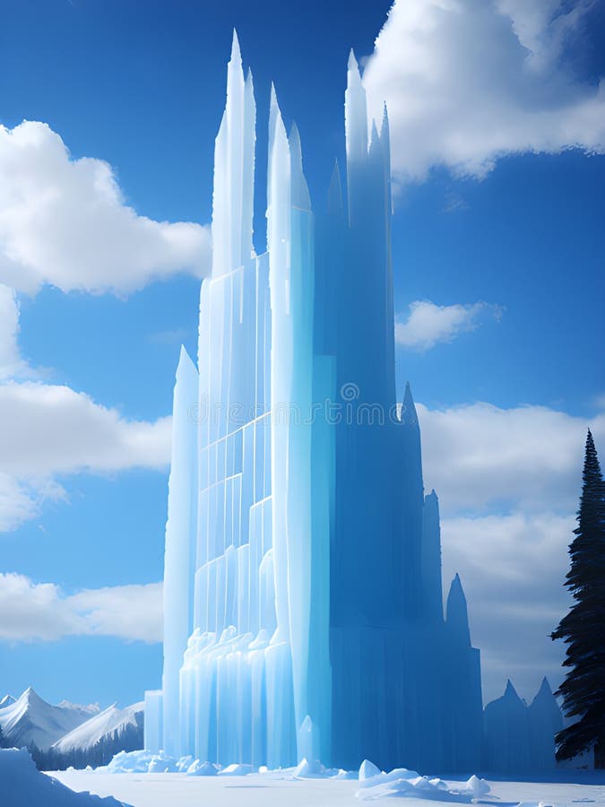 Ice Tower in the Winter Landscape, Ai Generated Stock Illustration ...