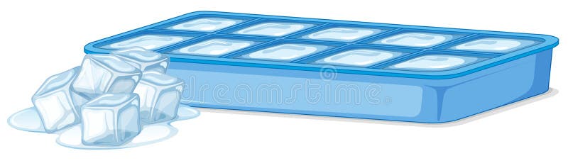 Ice Tray with Ice and Melting Ice Cubes on White Background Stock ...