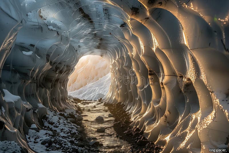 Ice Tube Formed by Water in a Melting Glacier Stock Illustration ...