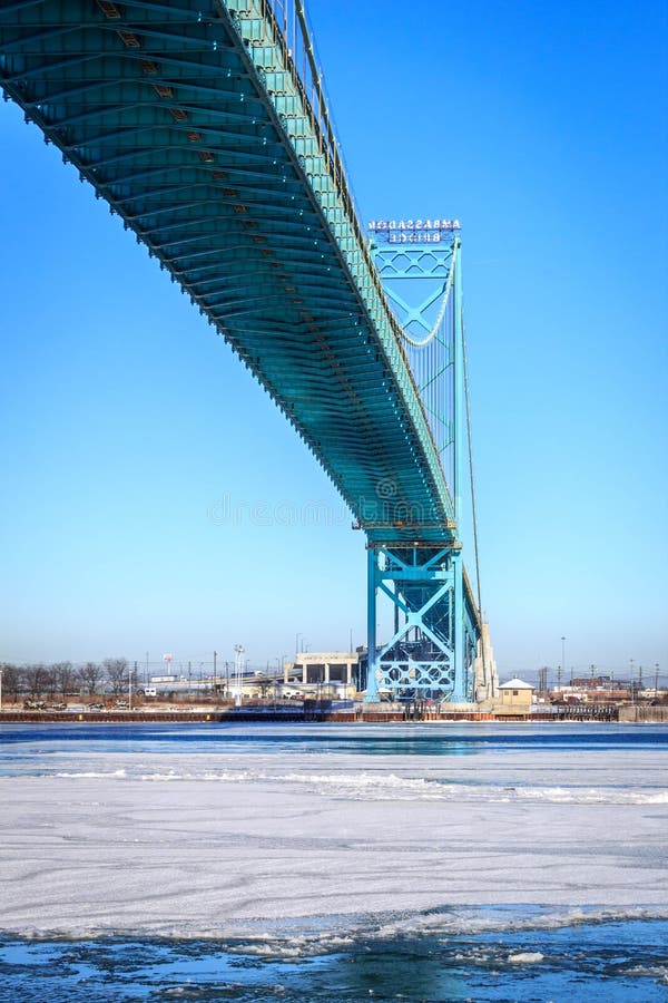 Ice Under Ambassador Bridge Stock Photo - Image of frozen, view: 49057456