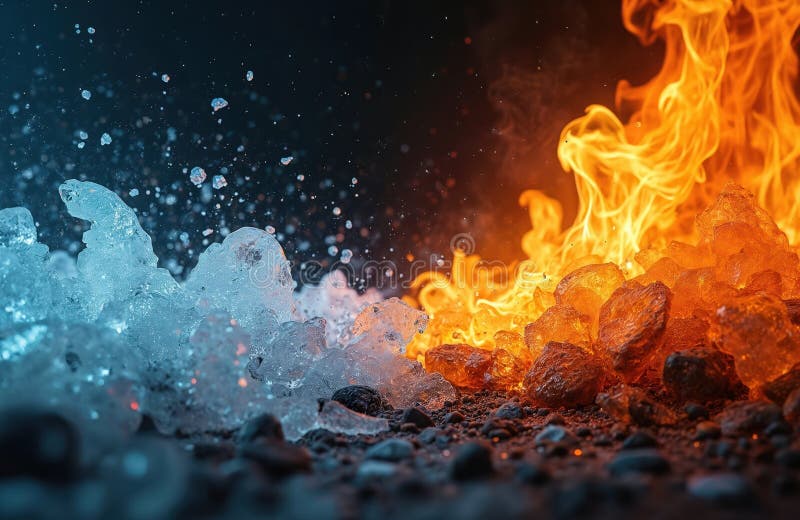 Ice Versus Fire. Concept of Competition. Confrontation between 2 ...