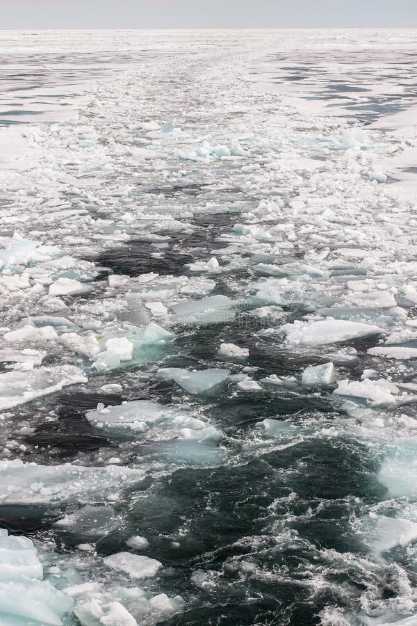 Ice a wake stock image. Image of paved, boating, ship - 79576565