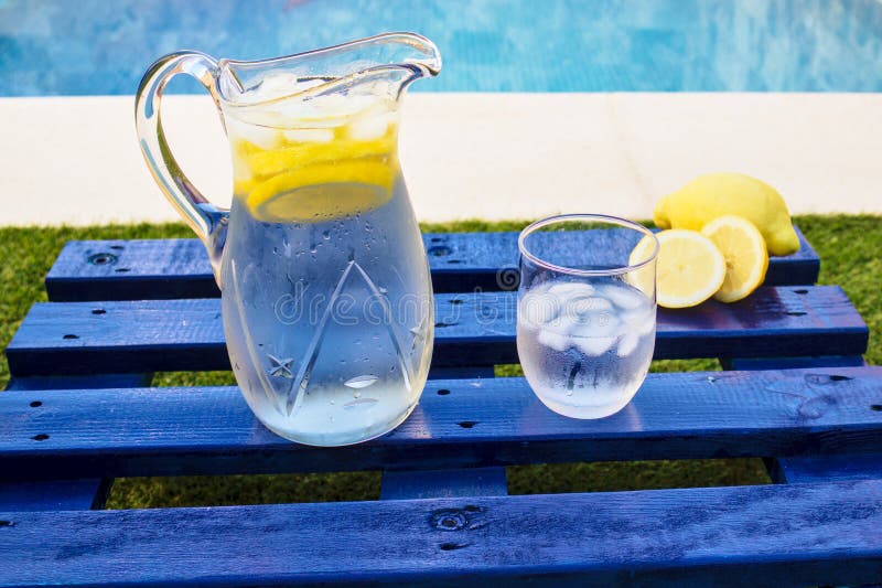 Ice Water with Lemon or Lemonade Very Refreshing in Summer Stock Photo ...