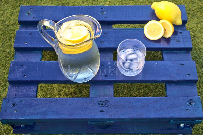 Ice Water with Lemon or Lemonade Very Refreshing in Summer Stock Image ...