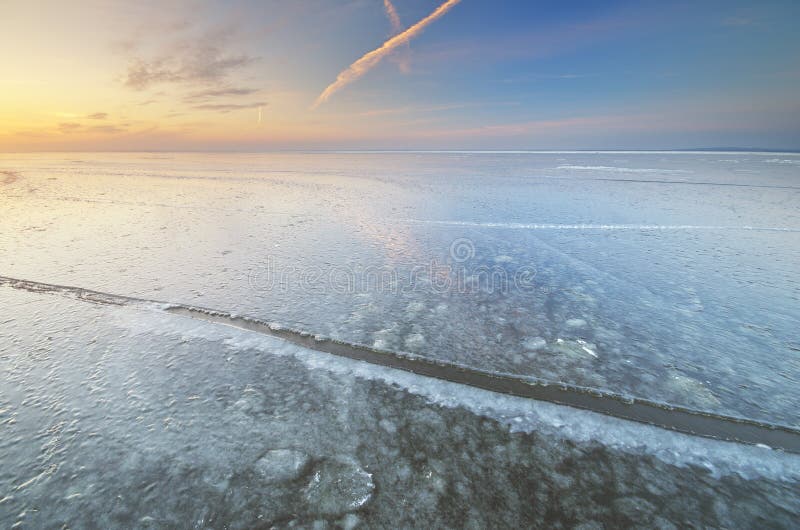 Ice on water surface stock photo. Image of frozen, river - 174310112
