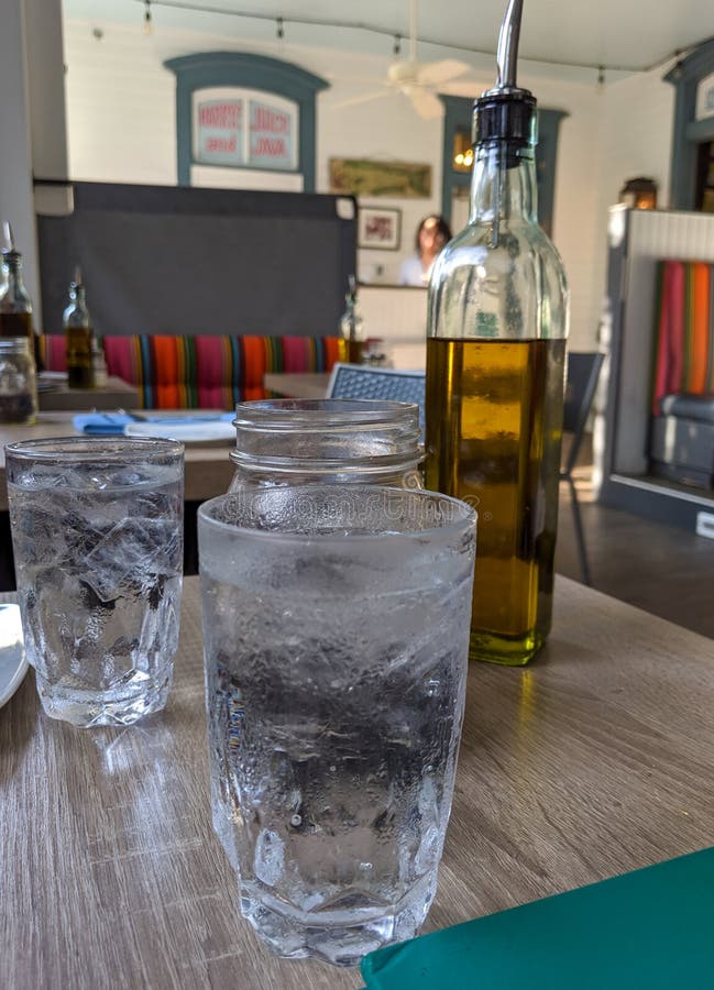 Ice Water on Table in Restaurant Setting Stock Image - Image of dining ...