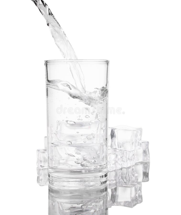 Ice Water with Transparent Glass Isolated White Background Stock Photo ...