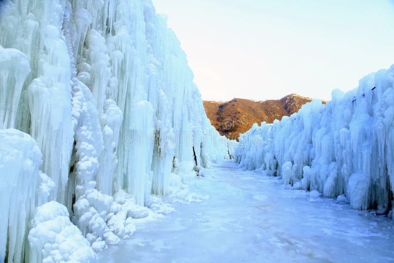 Ice waterfall stock photo. Image of wilderness, scenery - 173395022