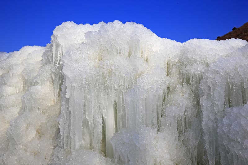 Ice Waterfall, Natural Landscape in Winter Stock Illustration ...