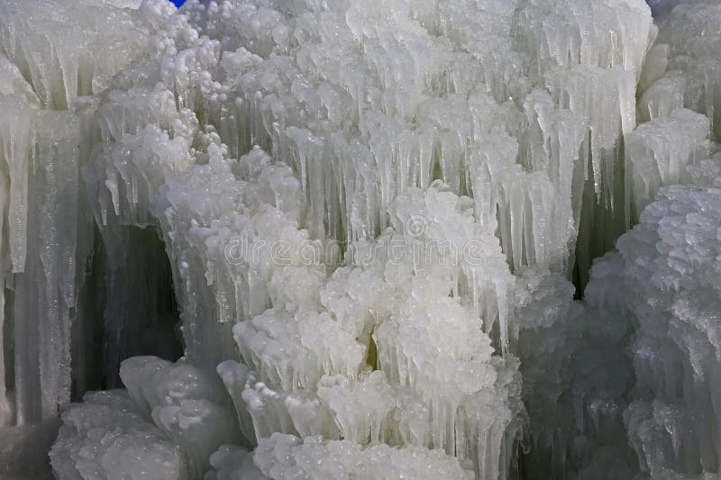 Ice Waterfall, Natural Landscape in Winter Stock Illustration ...