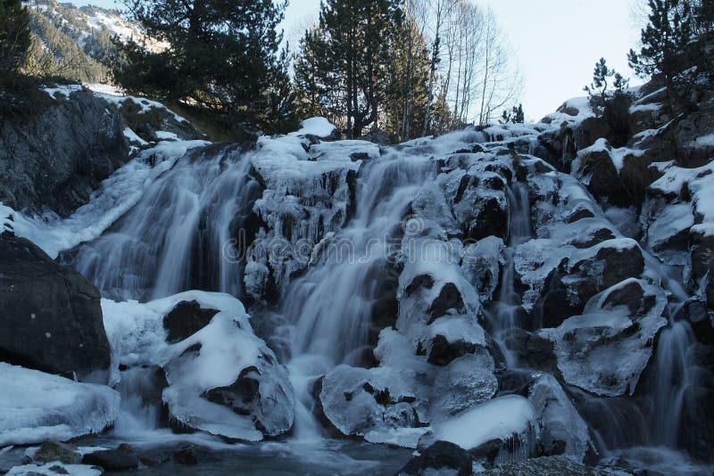 Ice Waterfall in the Pyrenees Stock Photo - Image of plant, freezing ...