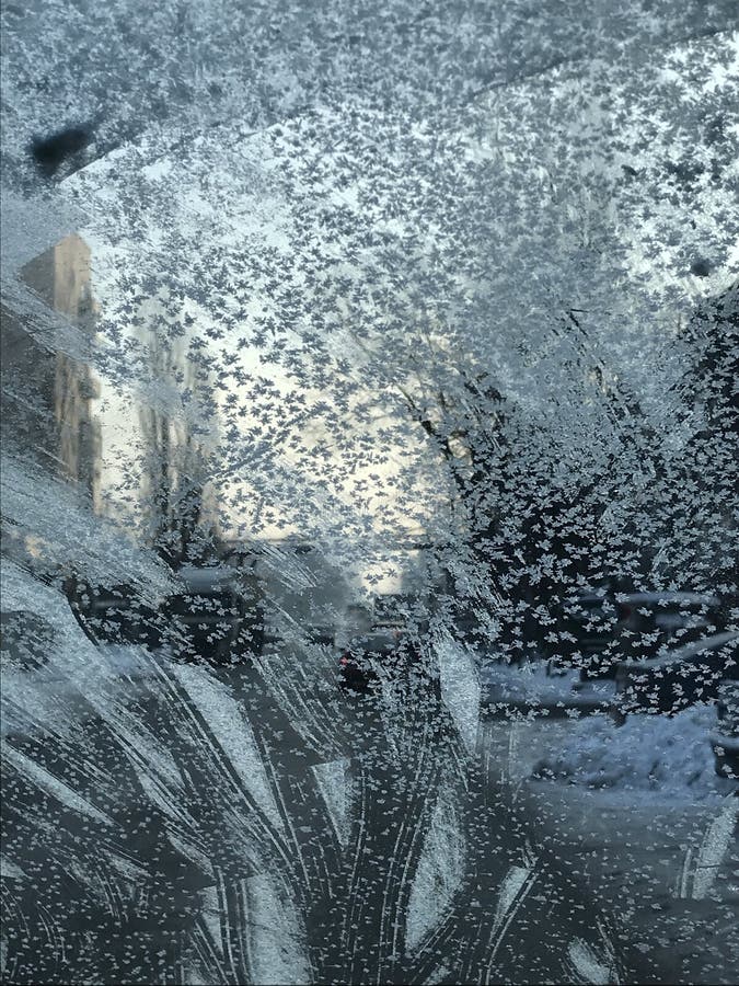 Ice on the window close up stock image. Image of winter - 269583825