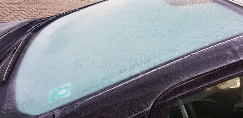 Ice on Windscreen Car in Wknter Season Stock Photo - Image of ...