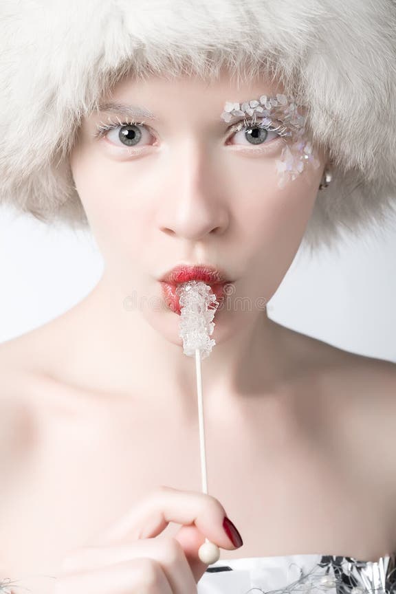Ice woman stock image. Image of closeup, lick, humor, glamour - 2634869