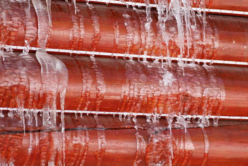 Ice on the Wooden Wall of the House Stock Image - Image of cracks ...
