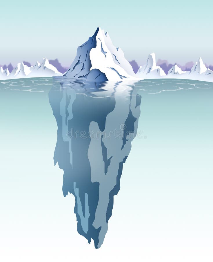 Iceberg Visible and Hidden Parts Floating in the Arctic Sea. Polygonal ...