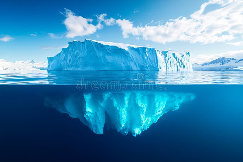 Iceberg Above and Below Water Stock Illustration - Illustration of ...