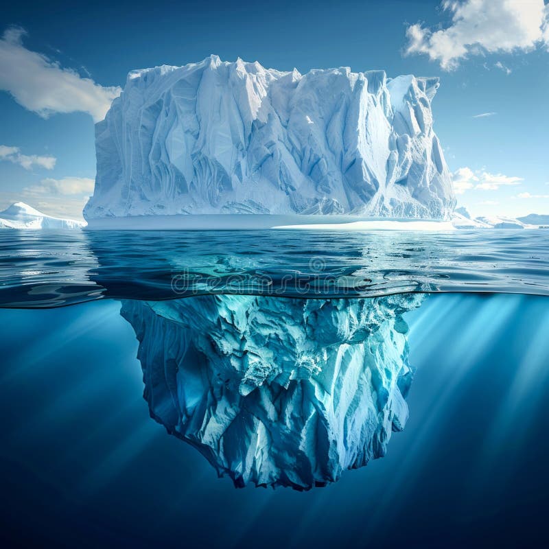 Iceberg Above and Below Water Surface. Generative Ai Stock Illustration ...
