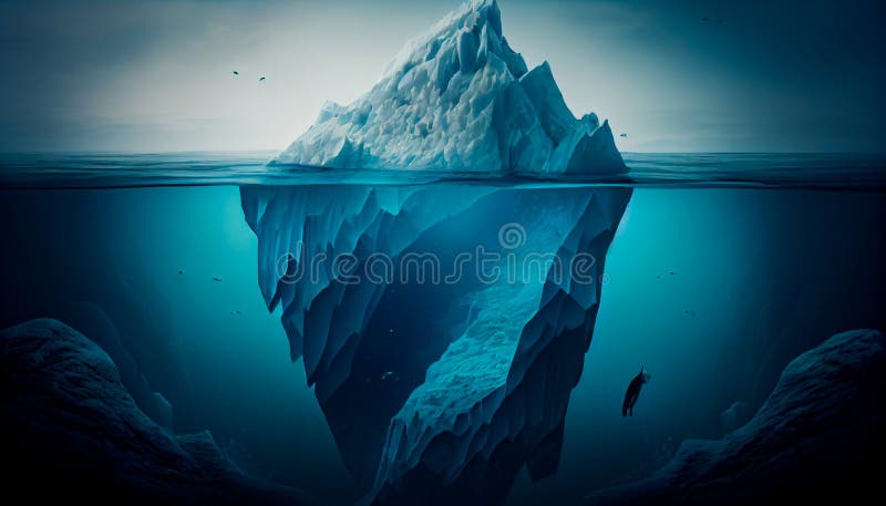 Iceberg Concept, Underwater Risk, Dark Hidden Threat or Danger Concept ...