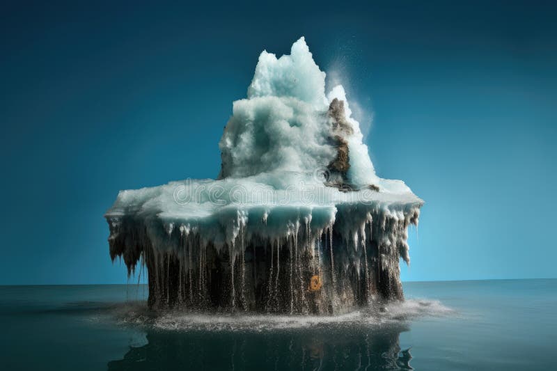 Iceberg Drilling Process with Melting Ice Stock Image - Image of ...