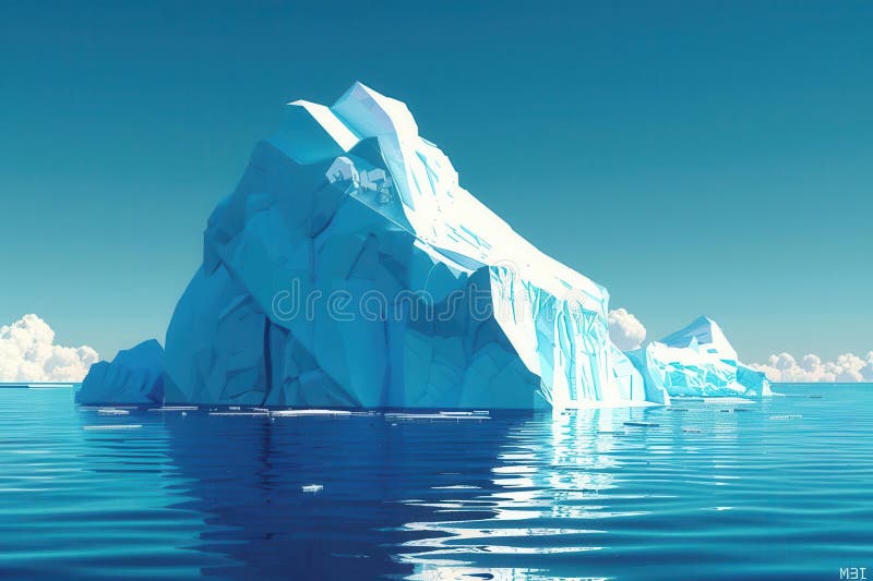 Iceberg Field Flat Design Side View Arctic Theme Pixel Art 3D Render ...