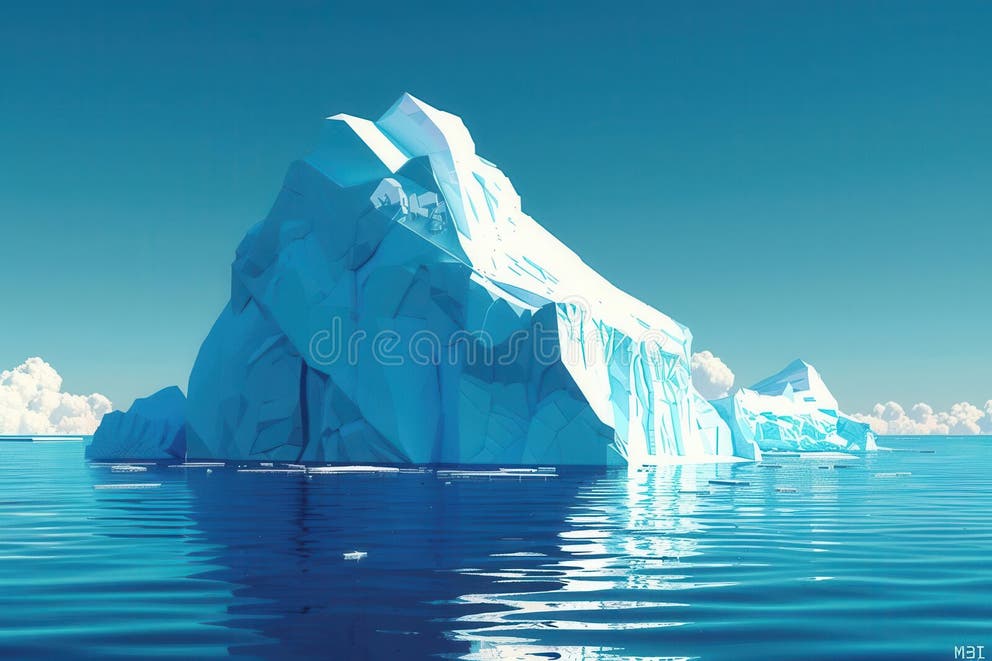 Iceberg Field Flat Design Side View Arctic Theme Pixel Art 3D Render ...