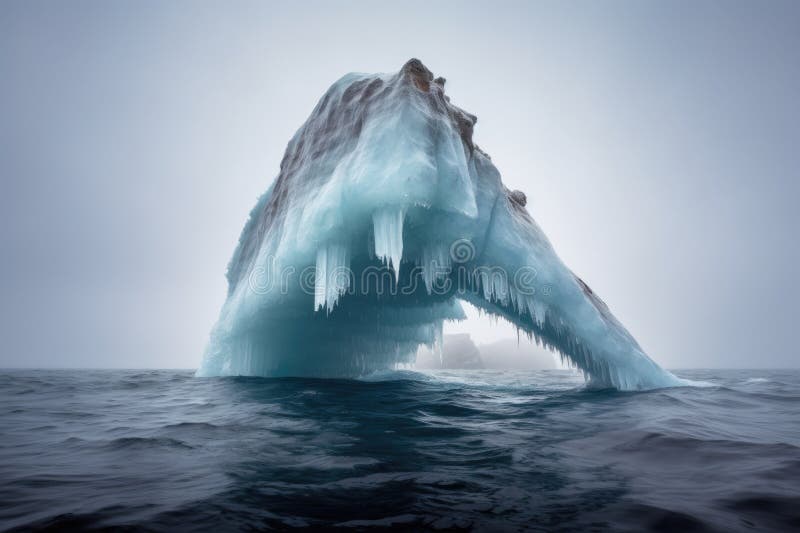 Iceberg Flipping Over with Cascading Water Droplets Stock Image - Image ...