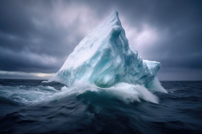 Iceberg Flipping Over during Stormy Weather Stock Photo - Image of ...