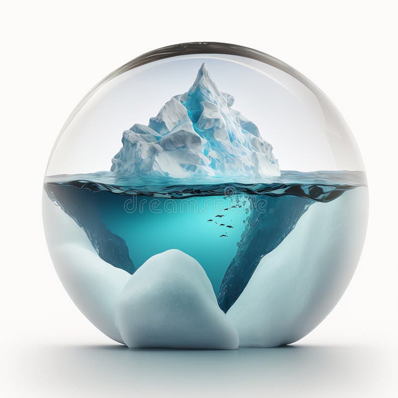 Iceberg in a glass sphere stock illustration. Illustration of global ...
